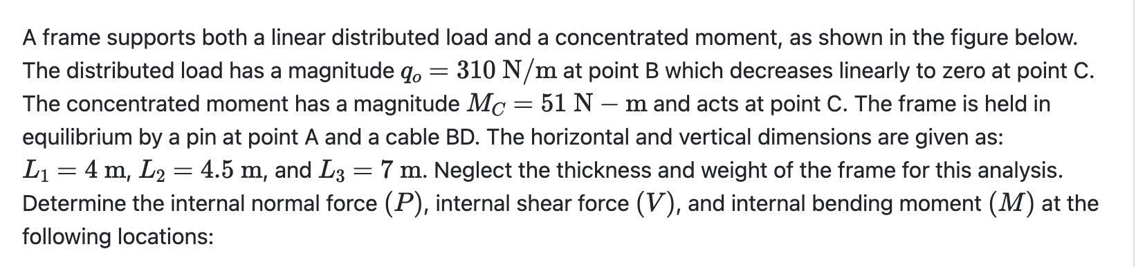 Solved A Frame Supports Both A Linear Distributed Load And A 7049