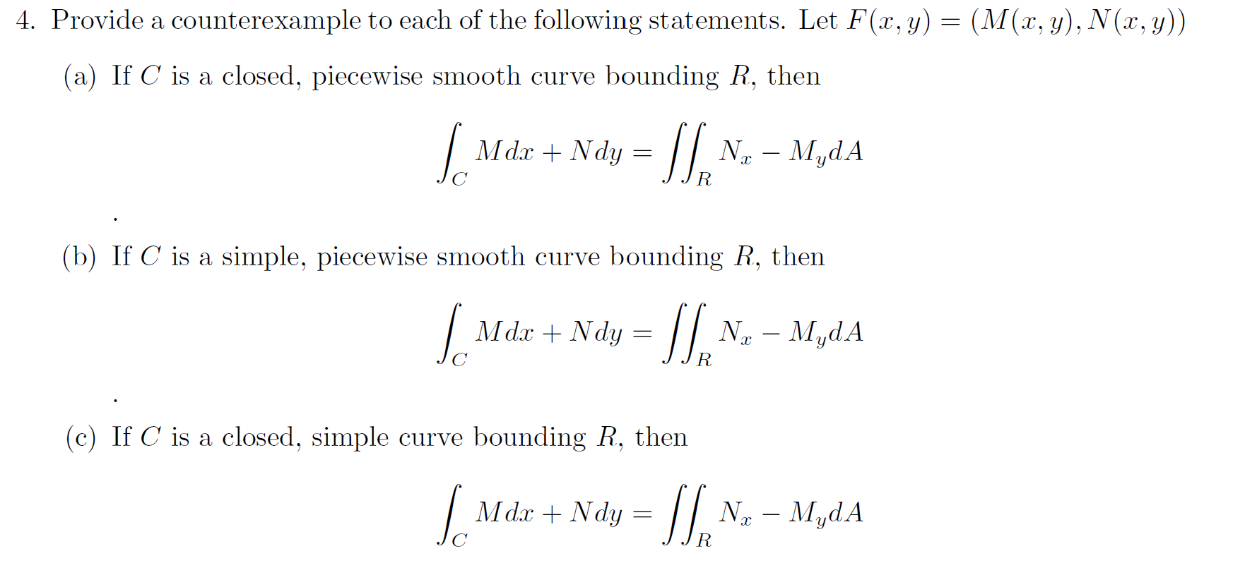 Solved 4. Provide a counterexample to each of the following | Chegg.com