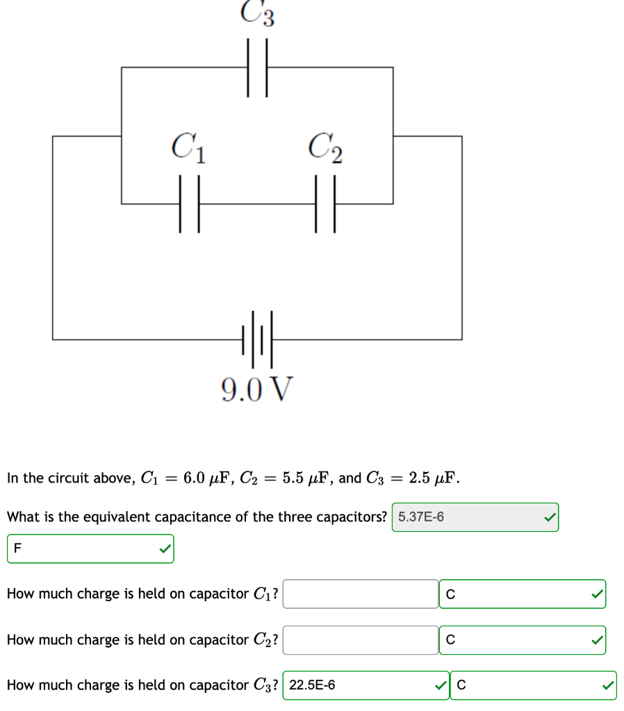 Solved In the figure shown C1= 1.7 uF, C2= 3.4 pF, and C3= | Chegg.com