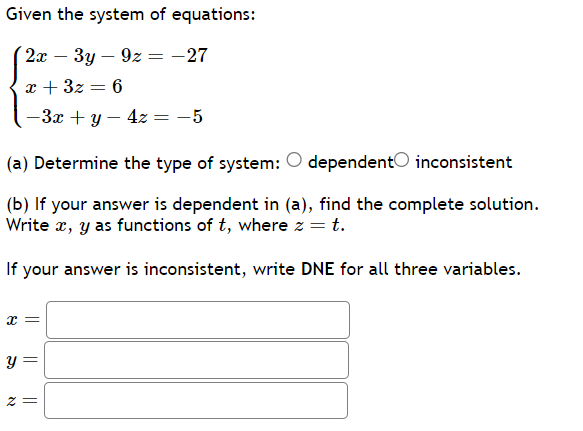 Solved Given the system of equations: | Chegg.com