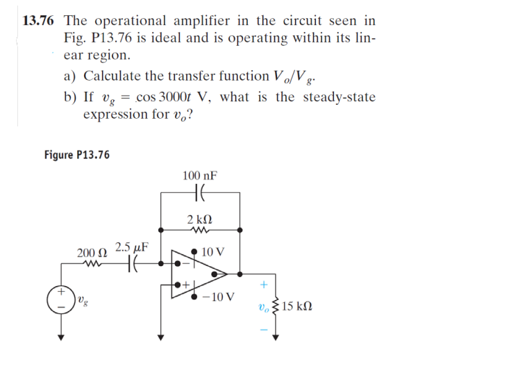 Solved 13.76 The operational amplifier in the circuit seen | Chegg.com