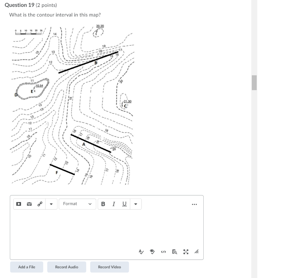 Solved Question 19 (2 points) What is the contour interval | Chegg.com