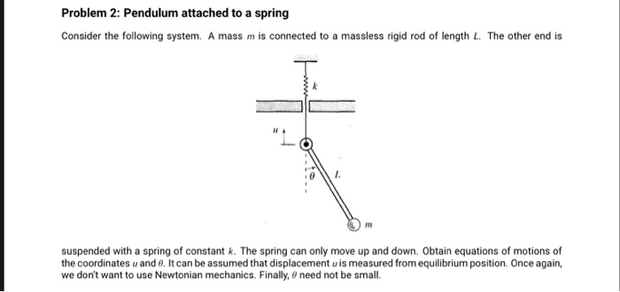 Solved Problem 2: Pendulum attached to a spring Consider the | Chegg.com