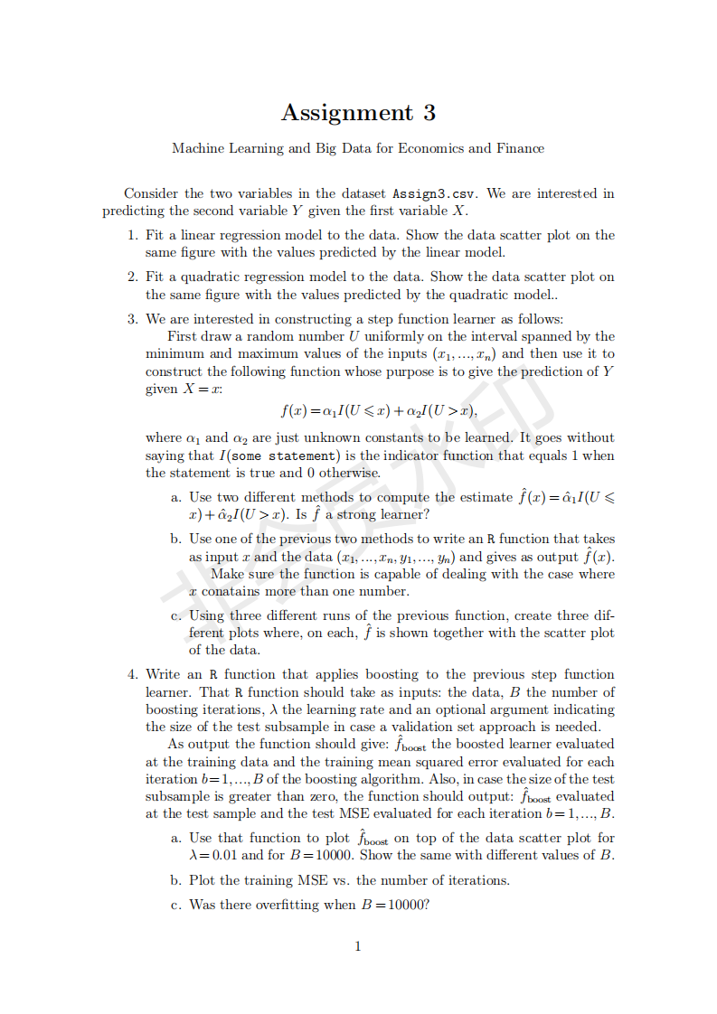 Assignment 3 Machine Learning and Big Data for | Chegg.com