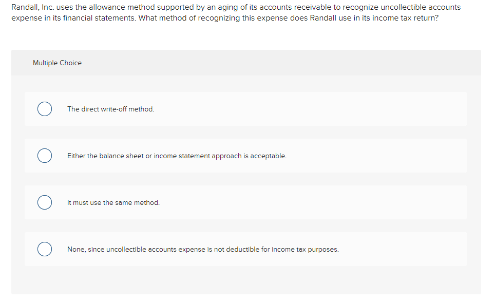 Solved Randall, Inc. uses the allowance method supported by | Chegg.com