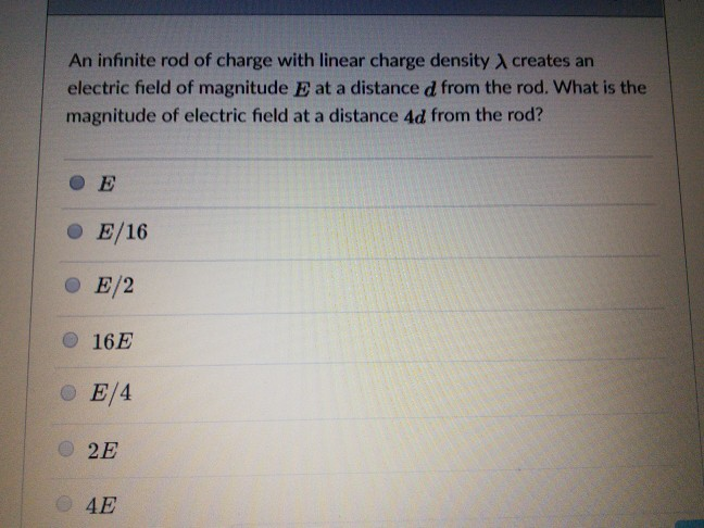 Solved An infinite rod of charge with linear charge density | Chegg.com