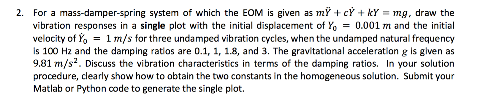 2. For a mass-damper-spring system of which the EOM | Chegg.com