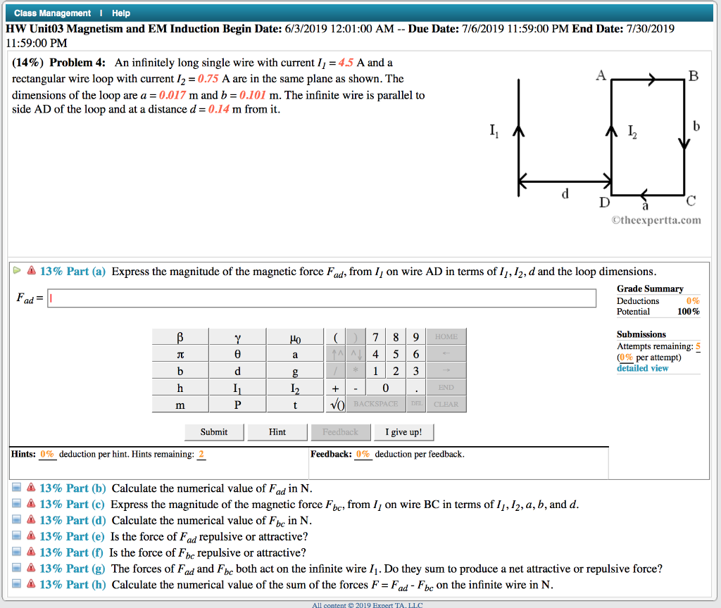 Solved Class Management Help HW Unit03 Magnetism and EM | Chegg.com