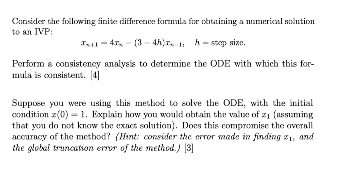 Consider the following finite difference formula for | Chegg.com
