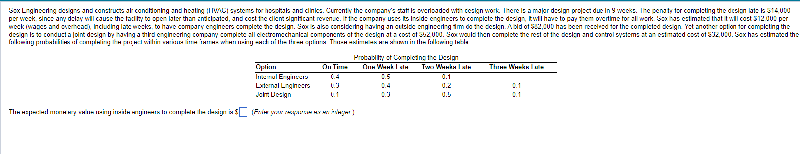 Solved following probabilities of completing the project | Chegg.com