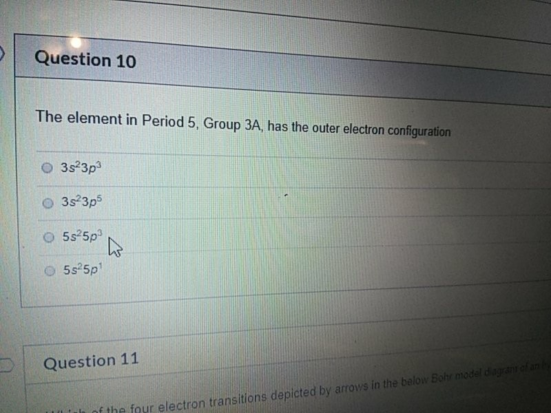Solved Question 10 The element in Period 5, Group 3A, has | Chegg.com