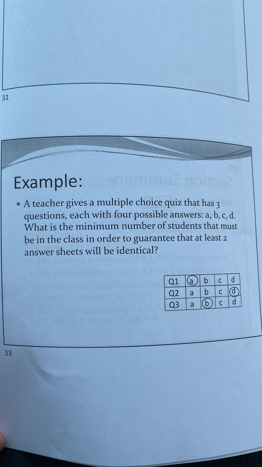 Solved Example: - A teacher gives a multiple choice quiz | Chegg.com
