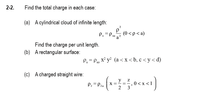 Solved 2-2. Find the total charge in each case: a) A | Chegg.com