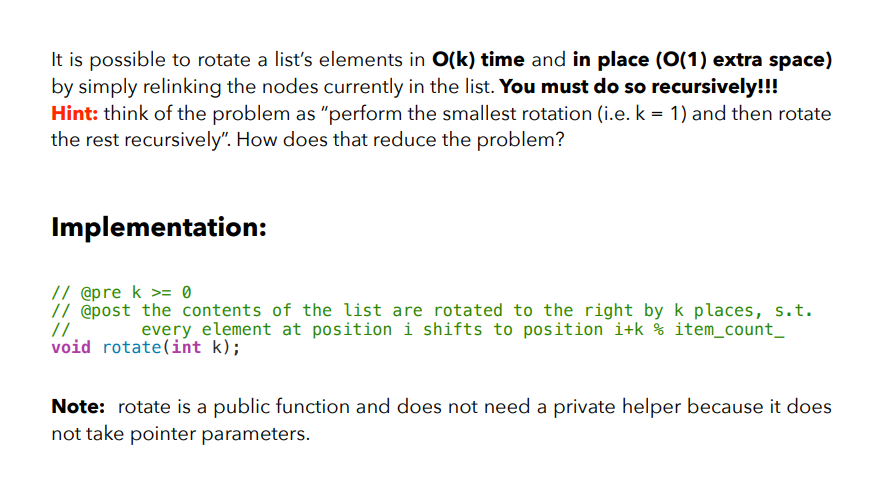 PART 3 - Recursive LinkedList::rotate(): The idea: | Chegg.com