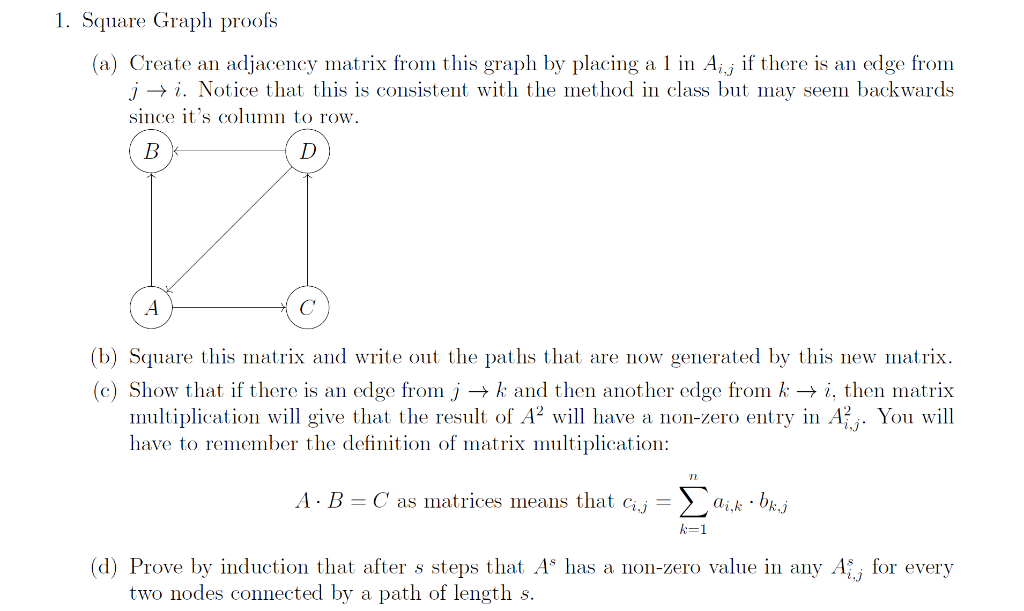Solved (a) Create an adjacency matrix from this graph by | Chegg.com