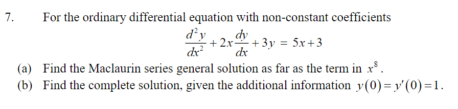 Solved For the ordinary differential equation with | Chegg.com