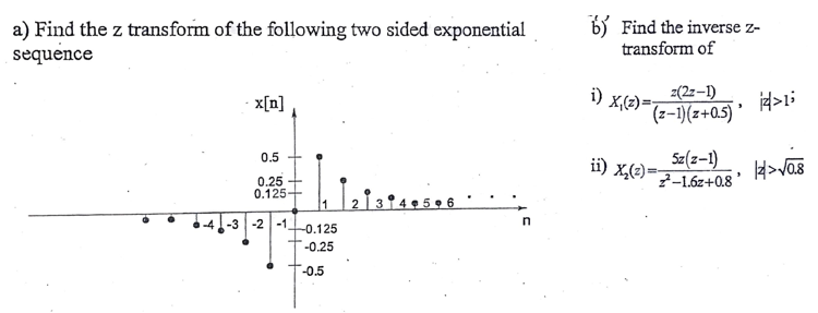 Solved a) Find the z transform of the following two sided | Chegg.com Solved a) Find the z transform of the following two sided | Chegg.com