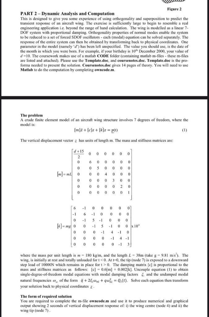 Figure 2 PART 2 - Dynamic Analysis and Computation | Chegg.com