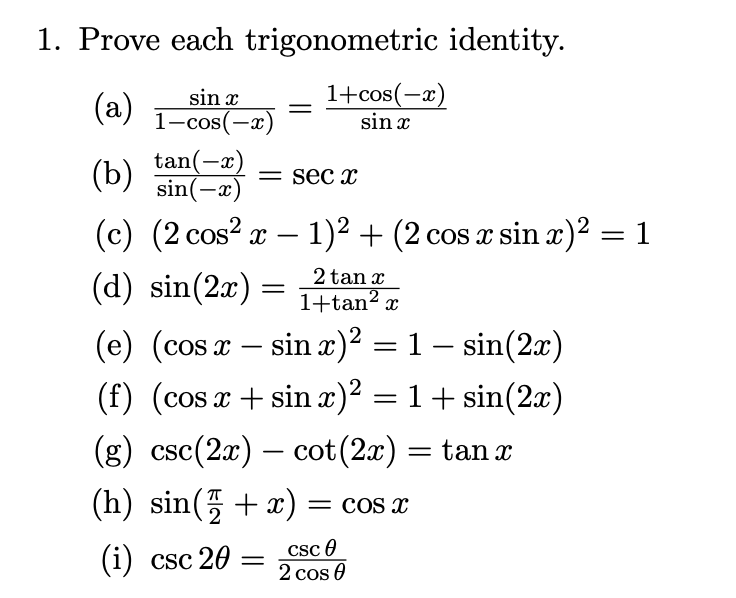 Solved 1(c). (2 cos^2x - 1)^2 + (2 cos x sin x)^2 = 1 | Chegg.com