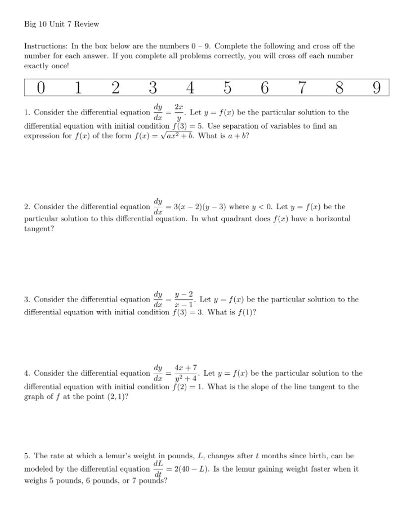 Solved Big 10 Unit 7 Review Instructions: In the box below | Chegg.com