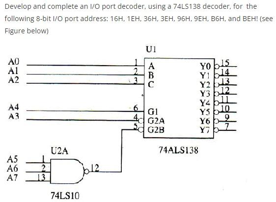 Solved Develop and complete an I/O port decoder, using a | Chegg.com