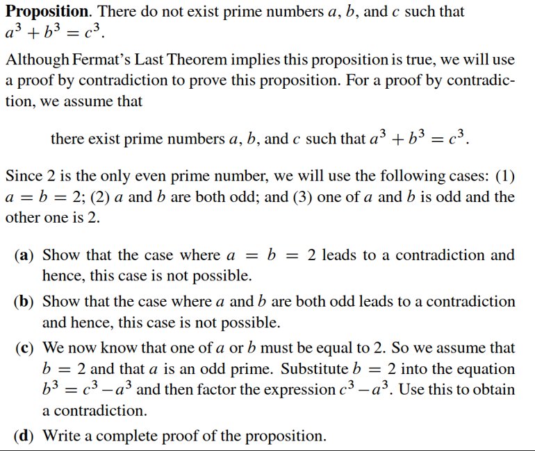 Solved = A Special Case of Fermat's Last Theorem. We have | Chegg.com