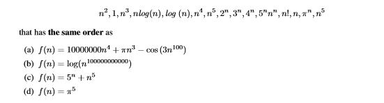 Solved n,1,n", nlog(n), log (n), n', n", 2, 3, 4”,5"n", nl, | Chegg.com