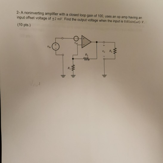Solved 2- A noninverting amplifier with a closed loop gain | Chegg.com