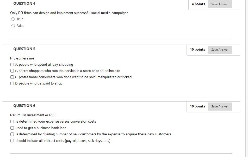 Solved 4 points Save Answer QUESTION 4 Only PR firms can | Chegg.com