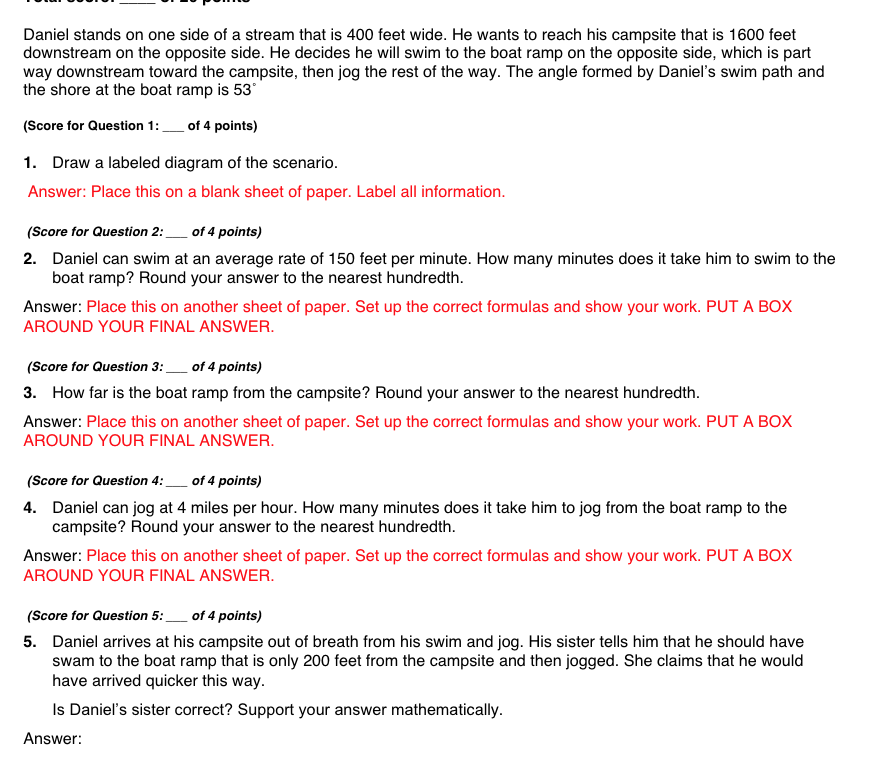 Solved Daniel stands on one side of a stream that is 400 | Chegg.com