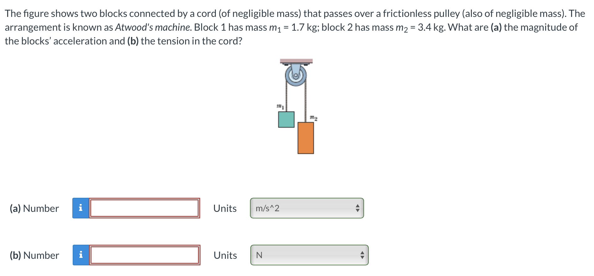 Solved The figure shows two blocks connected by a cord (of | Chegg.com