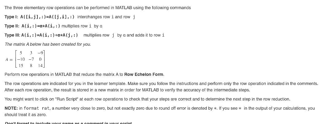 Solved The three elementary row operations can be performed | Chegg.com