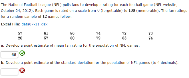 Solved The National Football League (NFL) polls fans to | Chegg.com