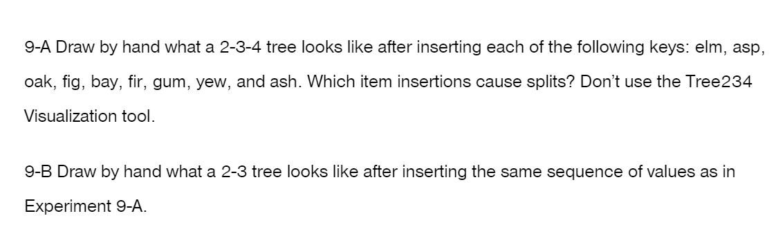 Solved 9-A Draw by hand what a 2-3-4 tree looks like after | Chegg.com