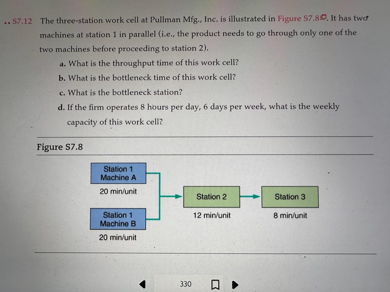 Solved 7.12 The three-station work cell at Pullman Mfg., | Chegg.com