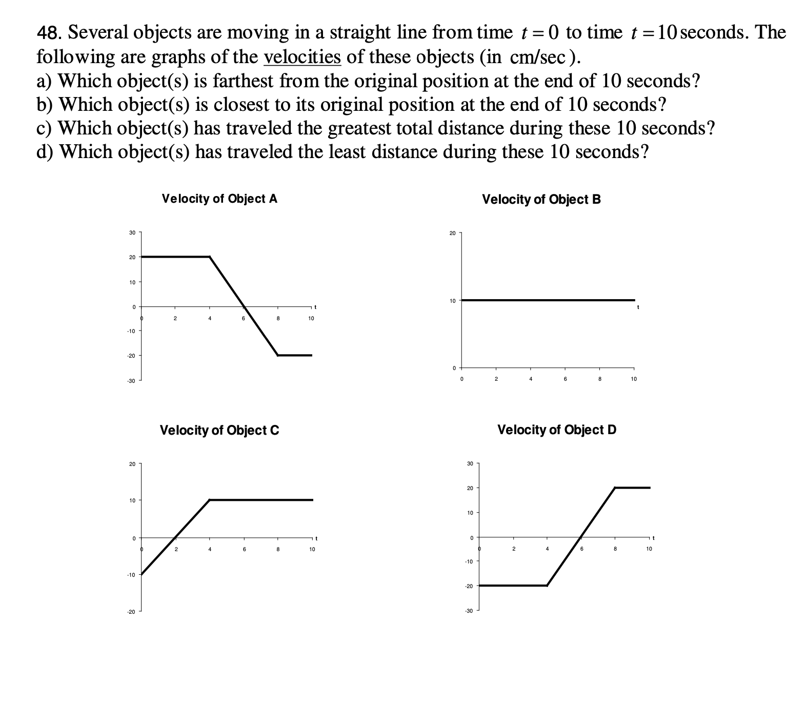 48. Several objects are moving in a straight line | Chegg.com