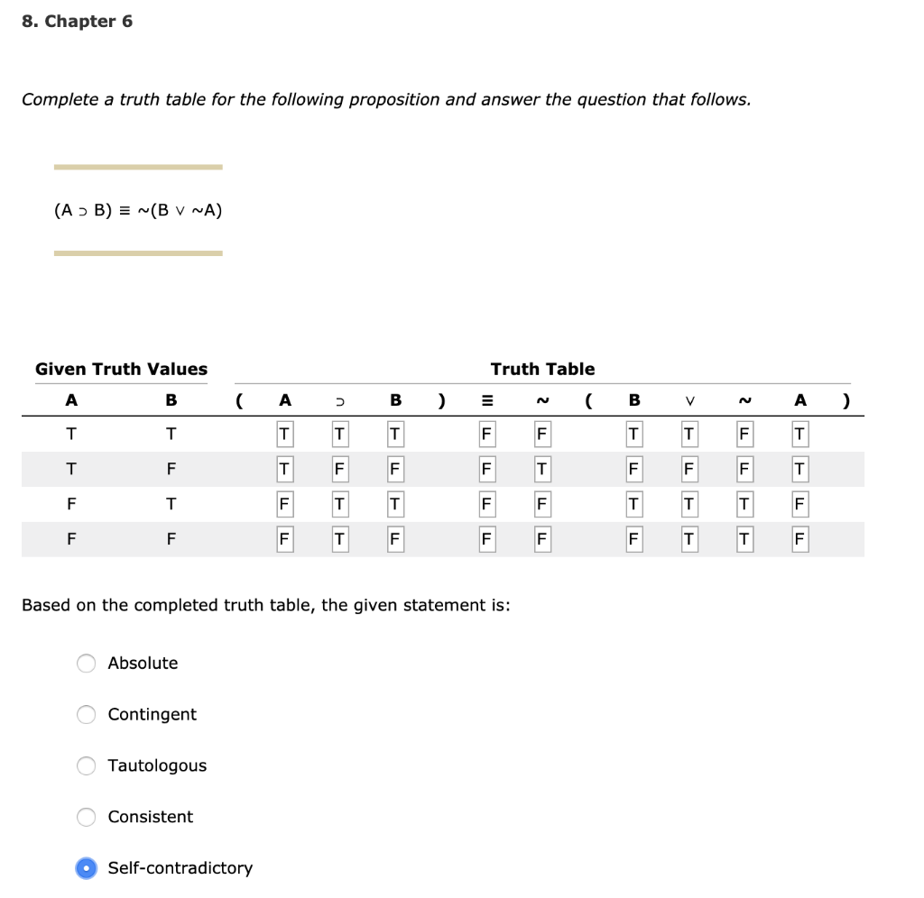 Solved 8. Chapter 6 Complete a truth table for the following | Chegg.com