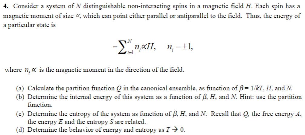 Solved 4. Consider a system of N distinguishable | Chegg.com Solved 4. Consider a system of N distinguishable | Chegg.com