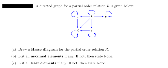Solved A directed graph for a partial order relation R is | Chegg.com