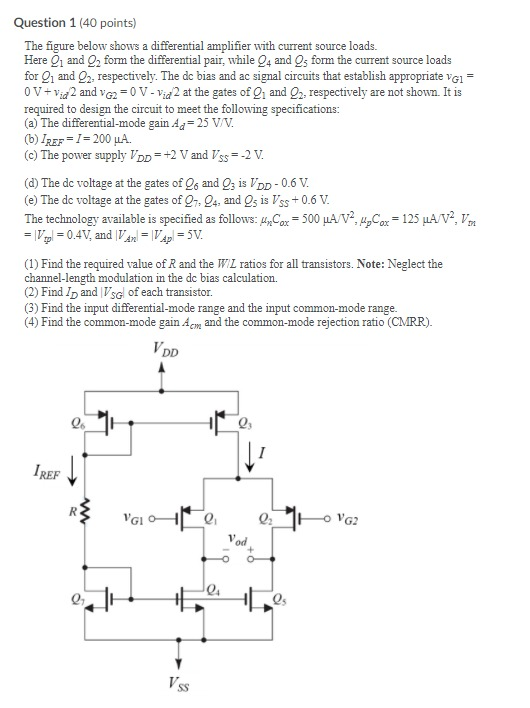 Solved Question 1 (40 points) The figure below shows a | Chegg.com