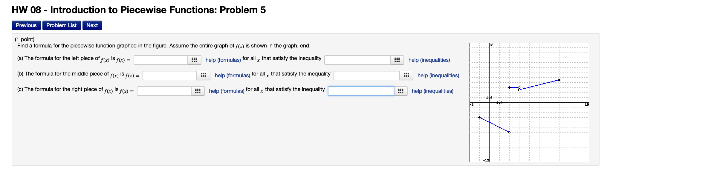 Solved HW 08 - Introduction to Piecewise Functions: Problem | Chegg.com