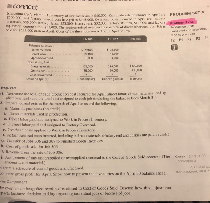 Solved Connect arcelino Co.'s March 31 inventory of raw | Chegg.com