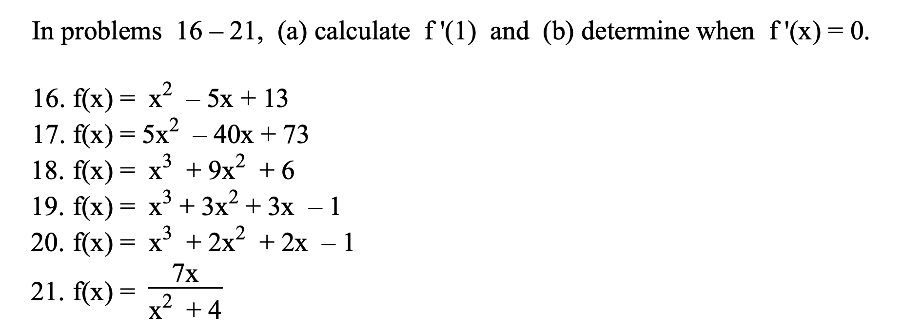 Solved In problems 16−21, (a) calculate f′(1) and (b) | Chegg.com