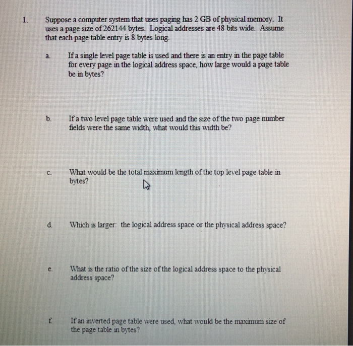 Solved Suppose a computer system that uses paging has 2 GB | Chegg.com