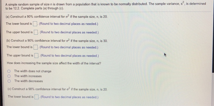 Solved A simple random sample of size n is drawn from a | Chegg.com