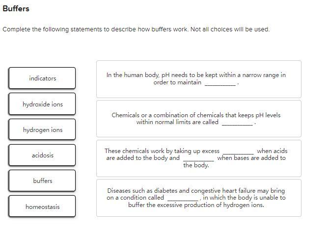 Solved Buffers Complete the following statements to describe | Chegg.com