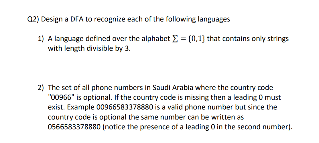 Solved 22) Design a DFA to recognize each of the following | Chegg.com
