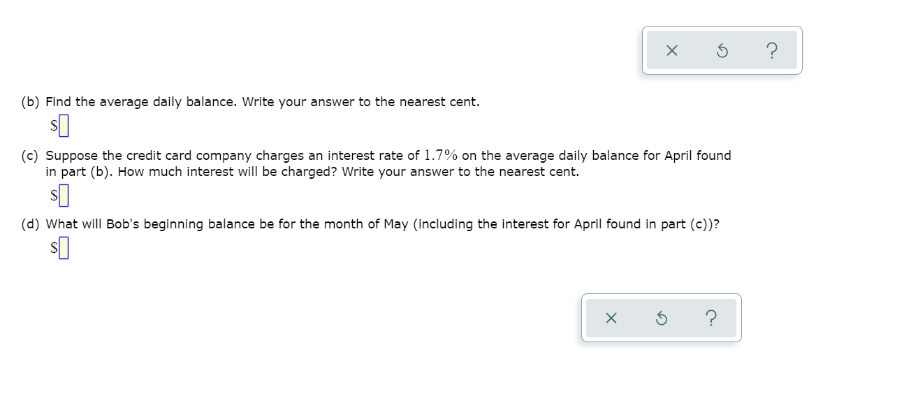 Solved Here is Bob's credit card statement for the month of | Chegg.com