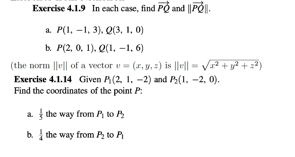 Solved Exercise 4.1.9 In each case, find PÒ and ||PO||. a. | Chegg.com