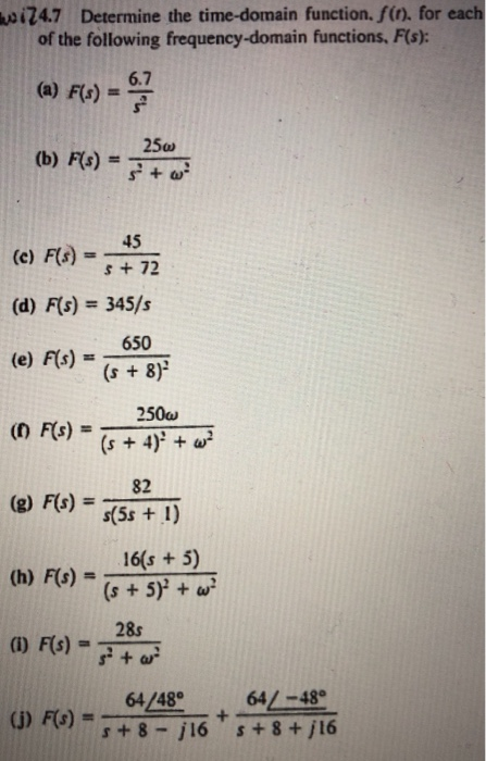 Solved i74.7 Determine the time-domain function. fin. for | Chegg.com